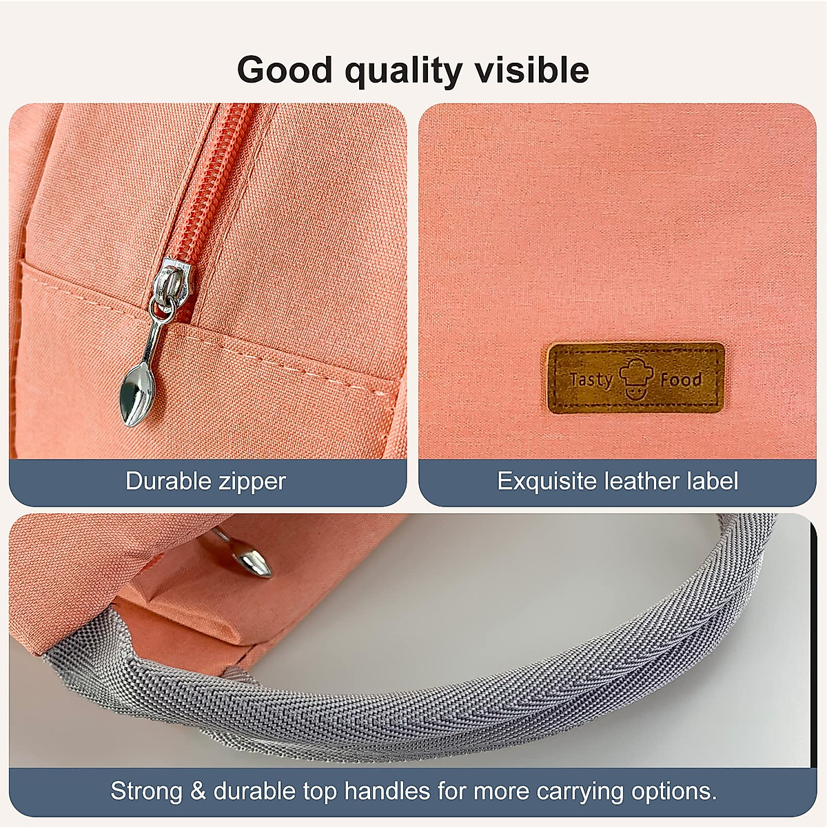 Mziart Lunch Bag for Women Men Reusable Lunch Bags Simple Lunch Tote Bag Modern Insulated Lunch Box Food Container Lunch Cooler Bag for Work Office Travel Picnic (Pink)