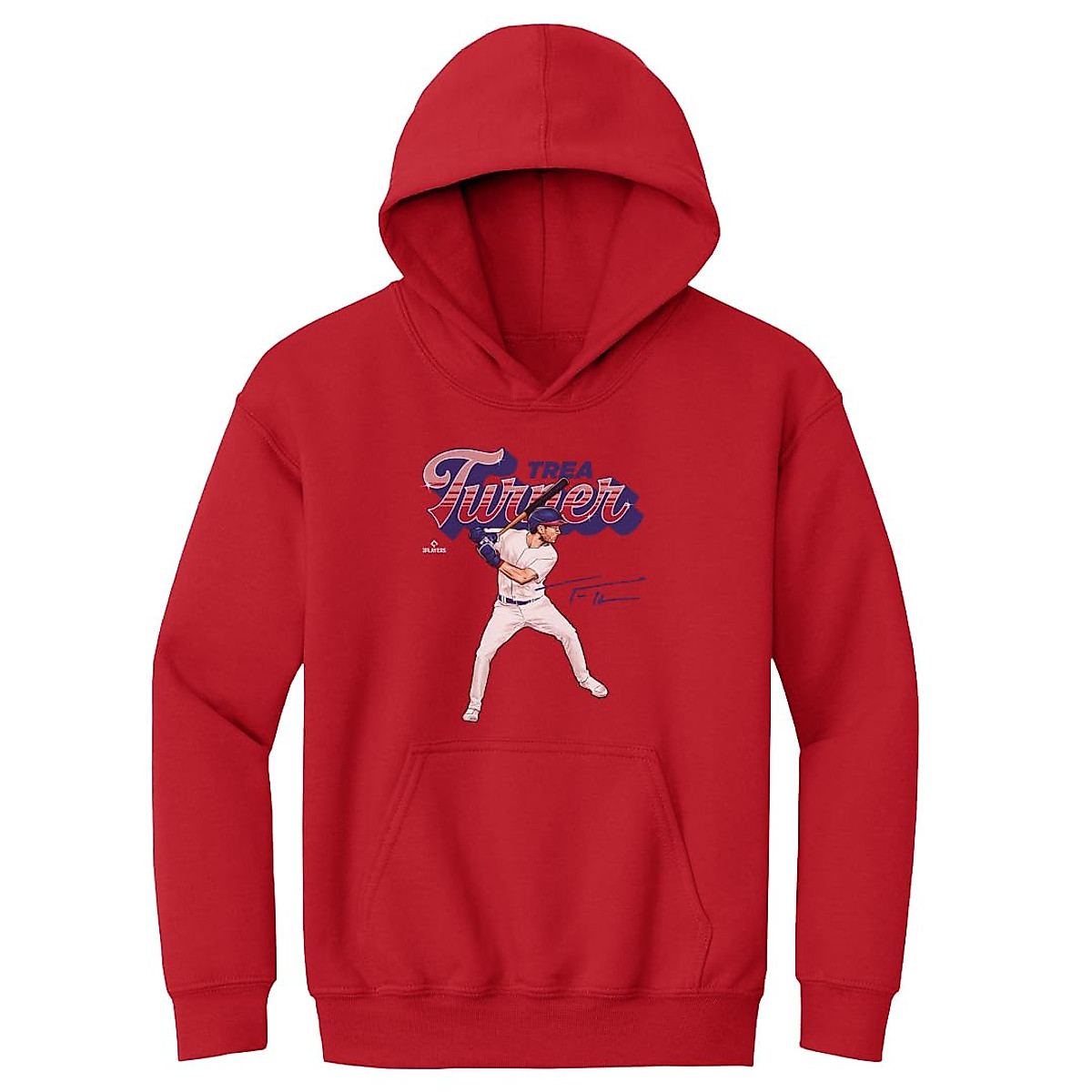 500 LEVEL Trea Turner Youth Sweatshirt (Youth Hoodie, Small, Red) - Trea Turner Philadelphia Shine WHT