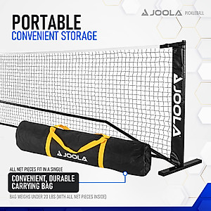 JOOLA Essentials Pickleball Net - Regulation Height 36" at Posts & 34" at Center, USAPA Recommended 22' Length - Steel Frame & Durable Net, Portable Pickleball Net Includes Carry Bag
