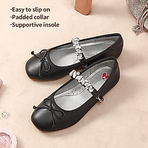 DREAM PAIRS Girls Dress Shoes Fashion Bow Ballerina Flower Girl Ballet Flats SDFL2306K Black 2 Little Kid
