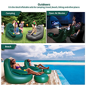 Inflatable Couch,Blow Up Chair,Portable Lounger Chair,Inflatable Chair with Armrest ＆Cup Holder,Inflatable Furniture for Camping,Fishing,Party,Beach,Sunbathing,Hiking