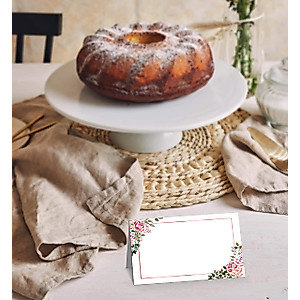 Boho Blush Pink Floral Table Place Card, 25 Pcs Tent Style Cards Set, Editable Name Cards for Table Seating, Food Lables for Birthday Party, Baby Shower, Wedding, Bridal Shower(16)