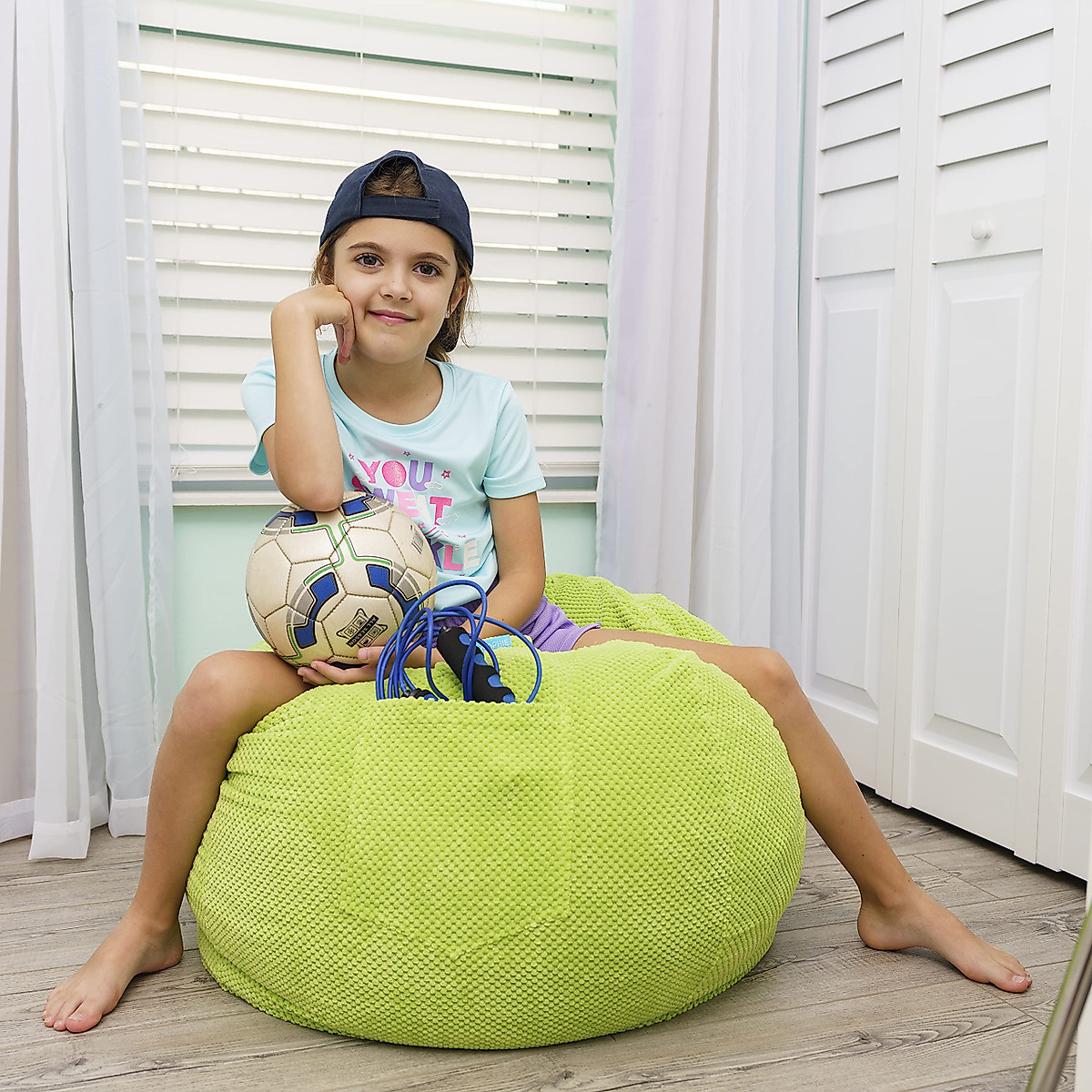 EMMandSOPHIE Kids Bean Bag Chair - Bean Bag Chair Kids- Toddler Bean Bag Chair- Bean Bag Stuffed Animal Storage -Bean Bag Chairs for Kids -Stuffed Animal Bean Bag Storage - Kid Bean Bag Chair