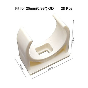 Haozheng PVC Water Pipe Clamps Clips for 25mm/0.98 Inch OD U-Hook TV Trays Tubing Hose Hanger Support Pex Tubing White 20pcs