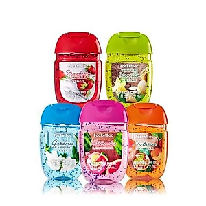 Bath and Body Works Anti-Bacterial Hand Gel 5-Pack PocketBac Sanitizers, Assorted Scents, 1 fl oz each