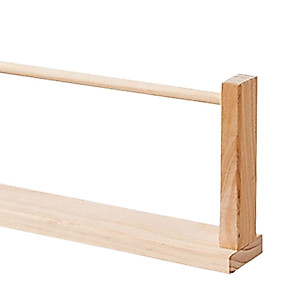 Vaveren Wood Ribbon Organizer Ribbon Storage Rack Space Saving Spool Dispenser Ribbon Holder for Flower Store Craft Room Washi Tape, 40cmx5.6cmx16cm