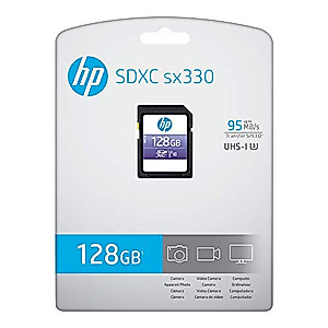 HP 128GB sx330 Class 10 U3 SDXC Flash Memory Card - 95MB/s, Class 10, U3, 4K UHD, Full HD, UHS-I, Full Size SD
