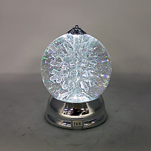 Christmas Decor Lighted Snow Globe with Spinning Snowflake, Battery Operated (not Included) - 6.5" H x 4.5" W x 4.5" D