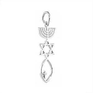 Small Messianic Seal Jewelry Charm with Small Cross in Sterling Silver