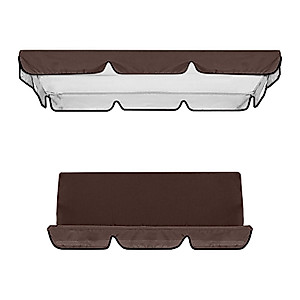Outdoor Patio Swing Canopy Replacement Only- Waterproof Canopy Swing Top Cover-Garden Porch Swings Seat Replacement Awning Cover Hammock Outdoor Patio Swing with Canopy (Brown)