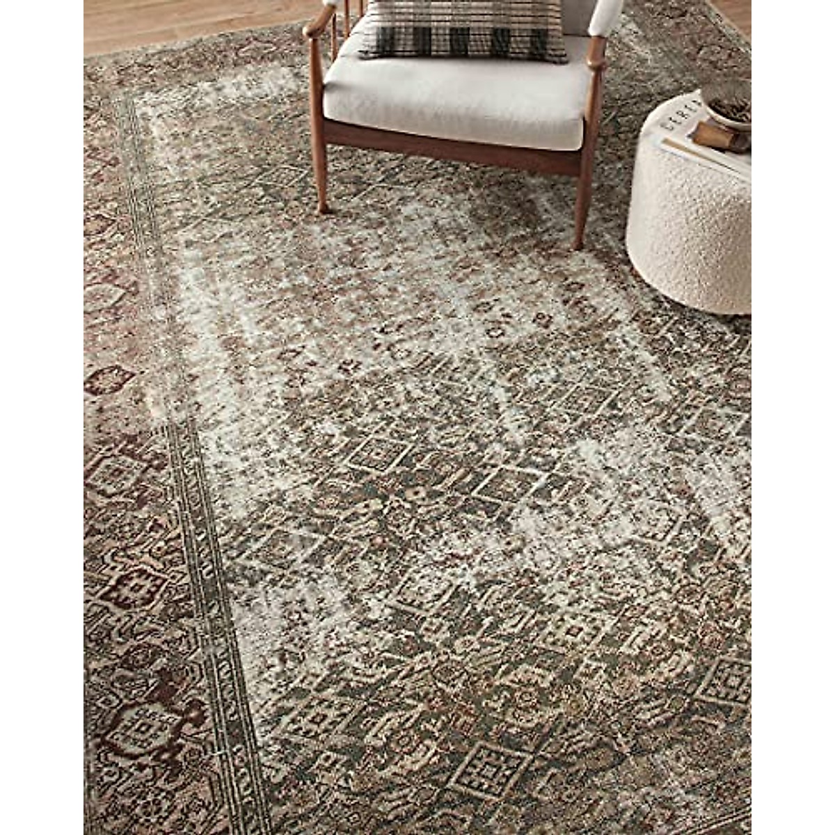 Amber Lewis x Loloi Georgie Collection GER-07 Moss/Salmon 5'-0" x 7'-6" Area Rug