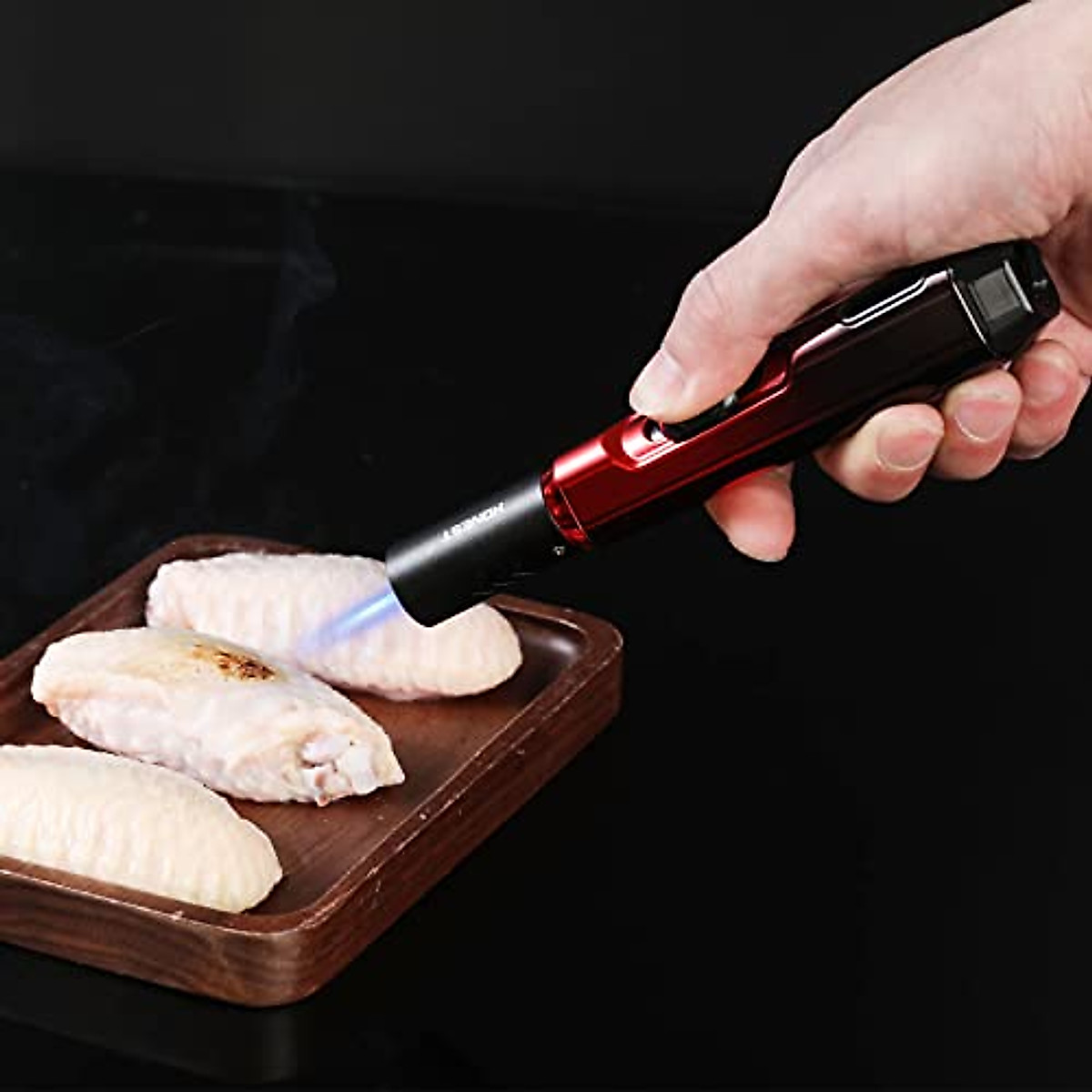 REDBANK Torch Lighter， Butane Lighters，Refillable Torch Lighter，Windproof Butane Refillable Gas Long Lighter (Butane Gas Not Included) (RED-Long)