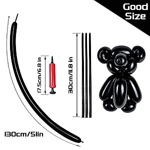 KAWKALSH 150pcs 260 Balloon Black, Long Skinny Balloons for Tying Balloon Arch, Twisting Balloons for Party Balloons Garland Animals Modeling, Birthday, Wedding, Party Decorations（Black）