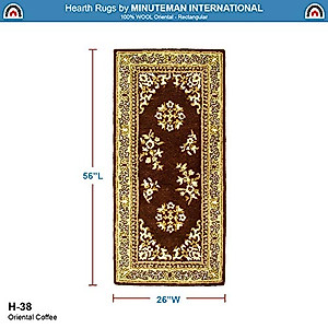 Minuteman International Coffee Oriental Wool Hearth Rug, Rectangular 56 in x 26 in