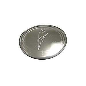 Silver Toned Oval Etched Parrot Bird Magnet