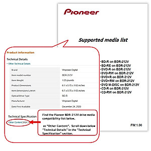 Digital Pioneer BDR-212V 16X Blu-ray DVD CD Internal Burner Drive Bundle with 6X 25GB AZO LTH BD-R 50 Discs + Software + Cable + Mounting Screws