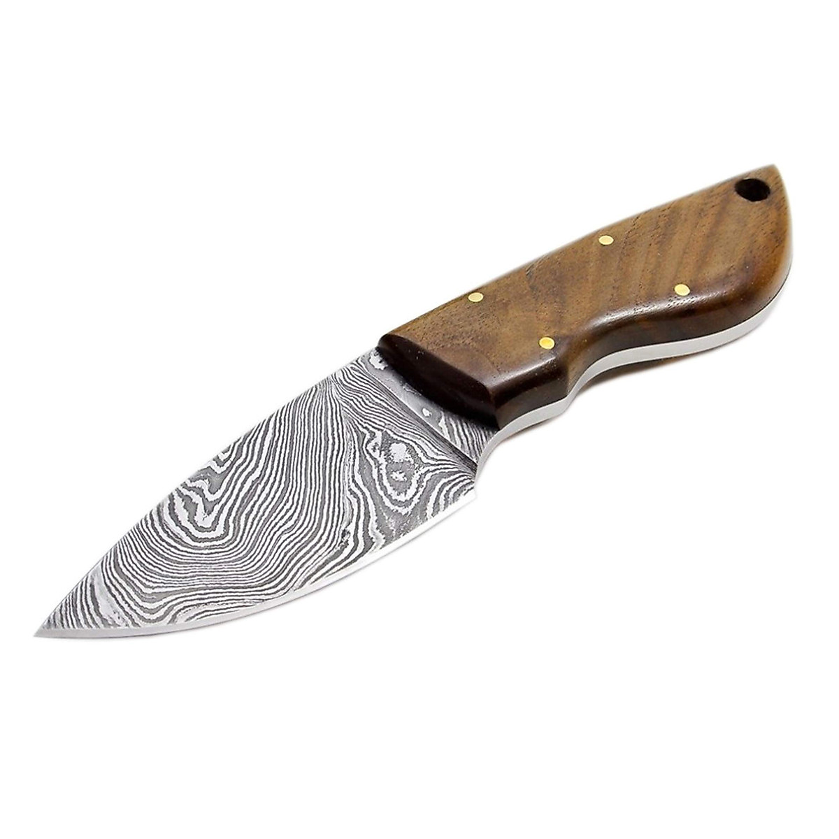 BucknBear Custom Handmade Fixed Blade Damascus Mini Skinner Knife (Walnut Wood handle)