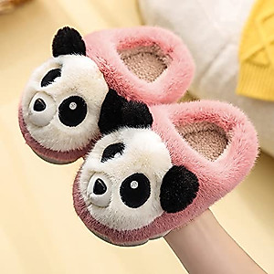 Kids Cartoon Cotton Slippers Girls Boys Memory Foam Comfy House Slippers Warm Shoes Slipper Booties (Watermelon Red, 3.5-4 Years Toddler)