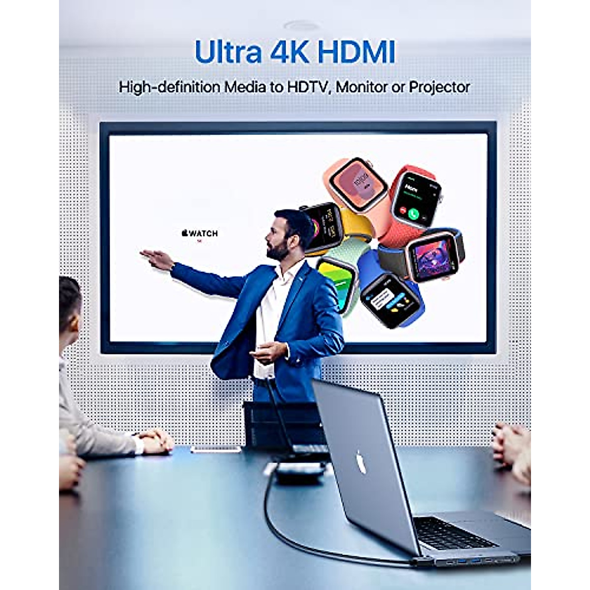 [2023 Upgraded] andobil 7-in-2 USB C Hub Adapter for MacBook Pro 2021-2016/ MacBook Air 2020-2018, 2 USB 3.1 & USB Data Ports, 4K HDMI, SD/TF Card etc, The Space Grey