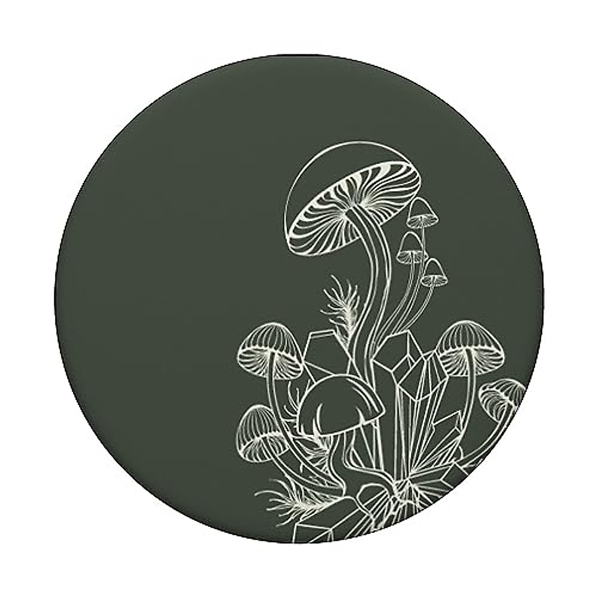 Minimalist Line Art Aesthetic Magic Mushroom in Dark Green PopSockets Standard PopGrip