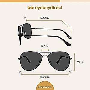 EYEBUYDIRECT Aviator Sunglasses for Women and Men, Scratch-Resistant Sunglasses for Women and Men with UV Protection, Non-Polarized, Good Vibrations - Large
