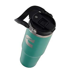 Cummins CMN35400 2 in 1 Tumbler with Flip Lid and Straw 30-Ounce Tumbler with Handle Stainless Steel Travel Mug-Green