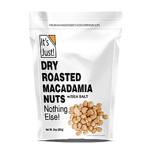 It's Just - Hawaiian Macadamia Nuts (1.5lbs), Small Batch Dry Roasted in USA, Lightly Salted, Keto Friendly, Resealable Bag, 24oz