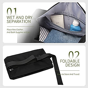 Small Gym Bag for Women Waterproof Workout Bags Mini Duffle Bag for Men Sports Bag Dance Bag Cute Yoga Exercise Bag with Wet Pocket for Exercise Camping Swiming Beach Yoga Dance Black