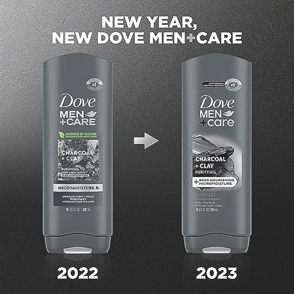 DOVE MEN + CARE Elements Body Wash Charcoal + Clay 4 Count For Men's Skin Care Effectively Washes Away Bacteria While Nourishing Your Skin, 18 oz