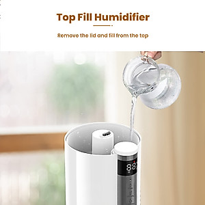 Smart Humidifiers for Bedroom Large Room, YOKEKON 7L/1.85Gal Cool Mist Top Fill Humidifier with 3 Speed Humidistat, Floor Humidifiers for Baby Kids Adults Home Yoga Sleep, Remote, White, Voice Control