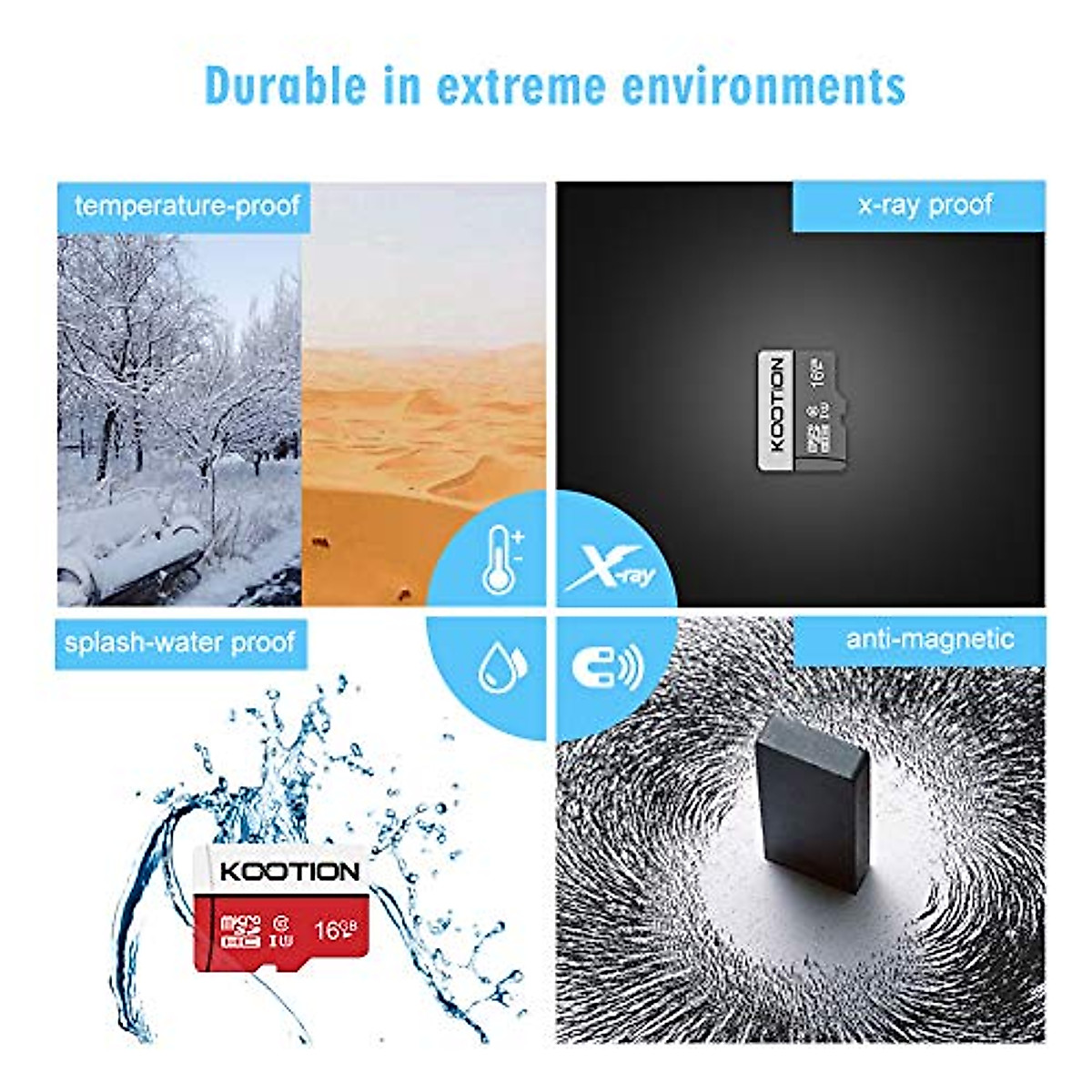 KOOTION 5 Pack 16GB Micro SD Cards Class 10 MicroSDHC Flash Memory Card with Adapter for Mobile Device, Tablet, Full HD Video -UHS-I C10 U1 TF Card