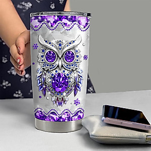 SANDJEST Owls Gifts for Women Girls Owl Tumbler 20oz Jewelry Drawings Stainless Steel Insulated Tumblers Coffee Travel Mug Cup Gift for Birthday Christmas