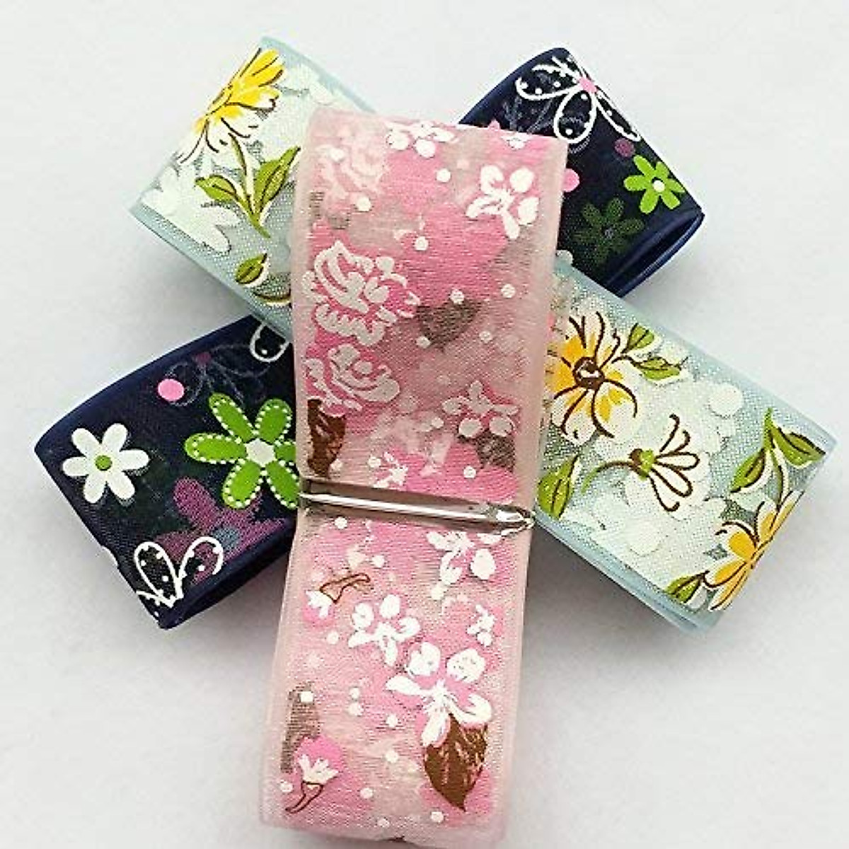 Chenkou Craft Random 20 Yards 1" 25MM Mix Lots Spring Summer Organza Ribbon Assorted Dots Bow Flower Love Heart Rose (Organza Ribbon 1")