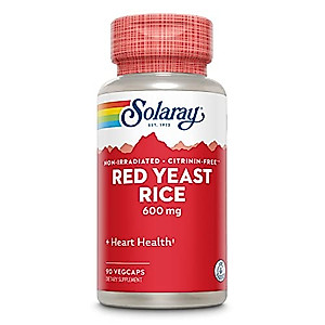 SOLARAY Red Yeast Rice, Healthy Heart & Cardiovascular Support, Non-Irradiated & Citrinin-Free, 60 Day Money-Back Guarantee, 90 Servings, 90 VegCaps