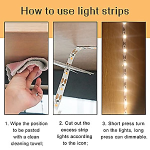 AVEVA Under Cabinet Led Lighting Kit,6.5 FT of 2800k Color Temperature Led Strip Light with Control Dimmer and USB Interface,for Kitchen Cabinet,Counter,Shelf,Tv Back（with 3m Tape）