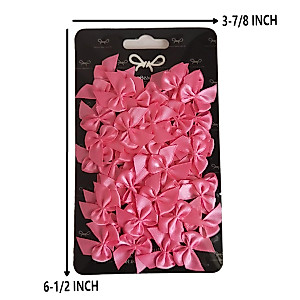 Micomon 50pcs Mini Ribbon Bows for Crafts Small Hot Pink Bows Christmas Decoration Embalishement Scrapbooking(3/8",Hot.Pink)