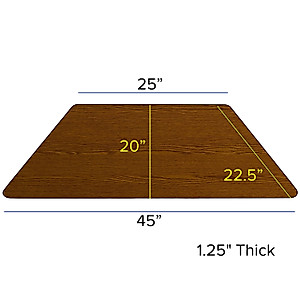 Flash Furniture Wren 22.5''W x 45''L Trapezoid Oak HP Laminate Activity Table - Height Adjustable Short Legs