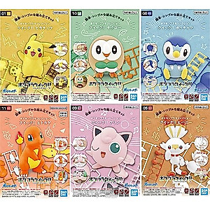 Bandai Hobby Pokemon Model Kit Set of 6 - Pikachu, Rowlet, Piplup, Charmander and More