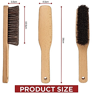 Horsehair Shoe Boot Brush 10.2 inches, Hat Brush, Hand Broom Brush by TAKAVU, 100% Soft Genuine Horse Hair Bristles, Long Beech Wood Handle for Cleaning Shoe, Boot, Counter, Bed, Cloth, Furniture