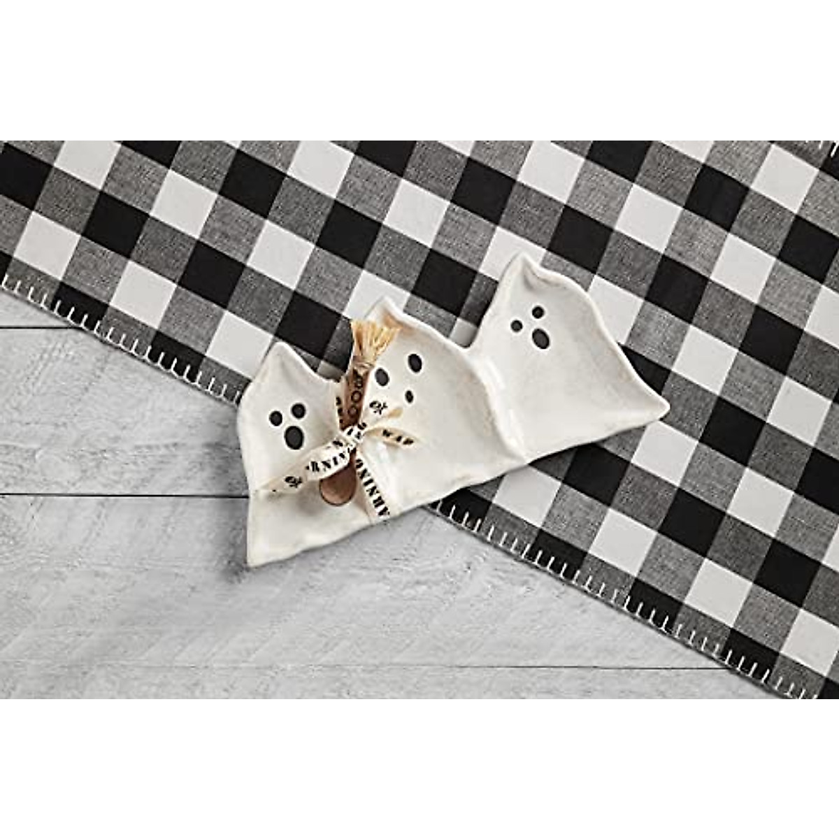 Mud Pie, White, Halloween Ghost Triple Dip Set, dish 6" x 13" | spoon 5 1/4"