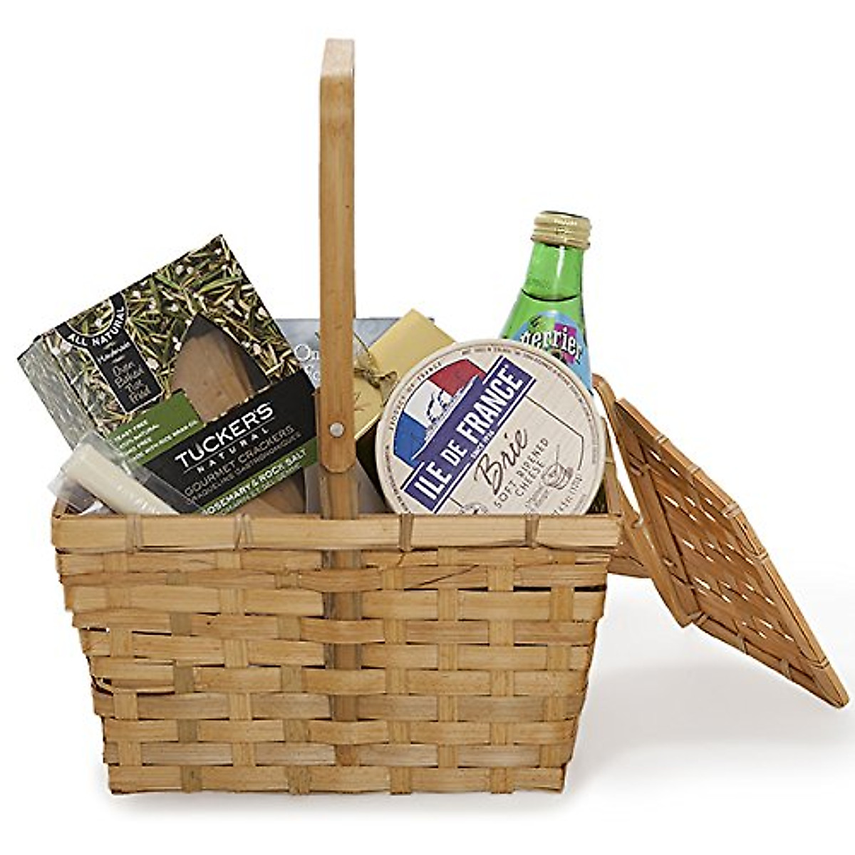 The Lucky Clover Trading Bamboo Picnic Basket in Honey with Lid, Small