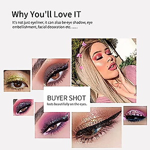Quxunzzz Liquid Glitter Eyeshadow,Liquid Glitter Eyeliner Metallic Glitter Shimmer Eye Looks Waterproof Long Lasting Quick-Drying Sparkling Eye Shadow Makeup euphoria makeup 11