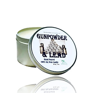 Gunpowder & Lead Man Cave Soy Wax Candle | Gift for Him | Gift for Her | Boyfriend | Dad | Vegan | Includes Gift Box | 8 oz Tin