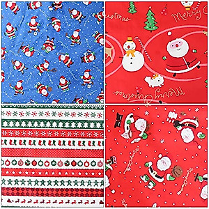 Healifty Fabrics 8Pcs Christmas Cotton Fabric Sheet Patchwork Cloth Quilting Precut Scraps Sewing Fabric Bundles for DIY Christmas Stocking Tree Wreath Doll 25x25cm Drapery