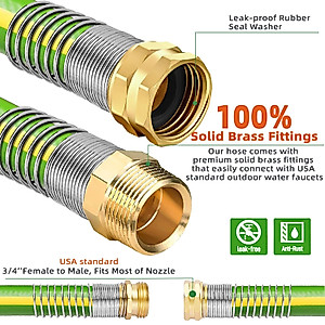 150 ft Garden Hose–Flexible,Lightweight Water Hoses with Spray Nozzle–Kink-less Rubber Car Washing Pipe Hose for All-Weather Outdoor,Lawn,Burst 600 psi,Male to Female 3/4'' Solid Brass Fittings