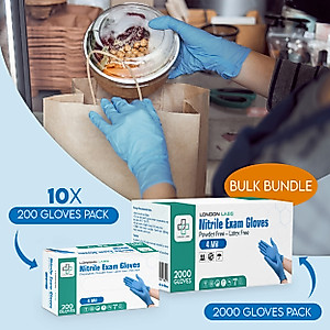London Labs Nitrile Medical Exam Gloves 4 Mil Disposable Gloves, Latex Free Glove, Powder Free Multi-Purpose (200, X-Small)