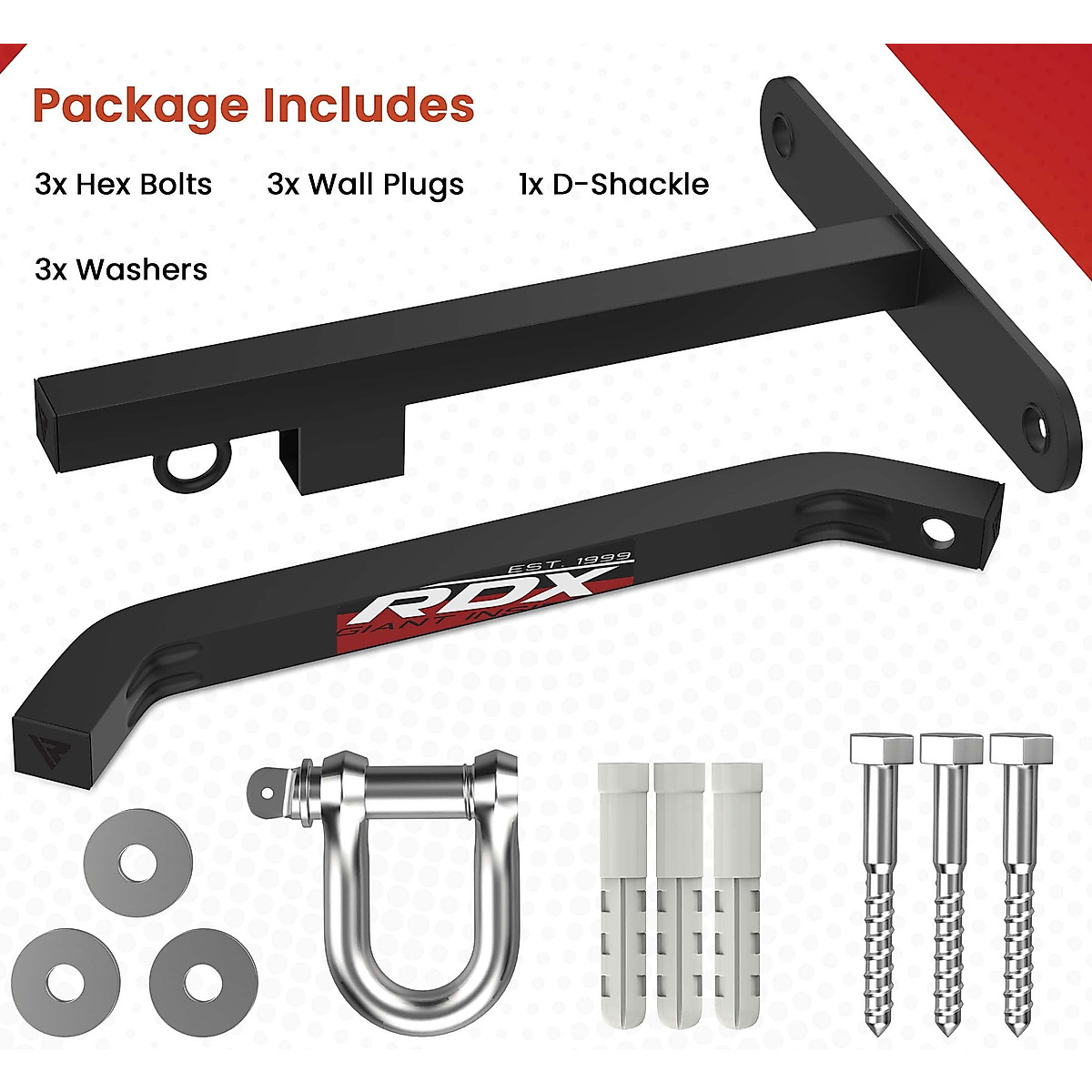 RDX Punching Bag Bracket Wall Mount Hanger, Iron Hook D-shackle Heavy Duty powder coated steel Hanging Stand, Home Boxing MMA Training Gym Fitness Indoor Outdoor Workout, 37CM Length, Holds Upto 130lb