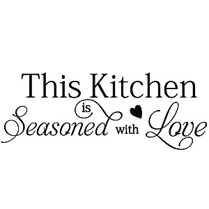 This Kitchen is Seasoned with Love Quotes Wall Stickers Kitchen Art Decorations Vinyl Home Décor