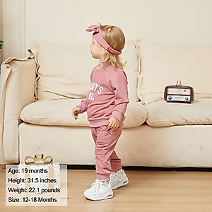 AMAWMW Daddys Girl Baby Winter Clothes Long Sleeve Sweatshirts Pants Outfits Gifts 12 18 Months Pink Pockets