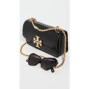 Tory Burch Women's Eleanor Embossed Small Convertible Shoulder Bag, Black, One Size